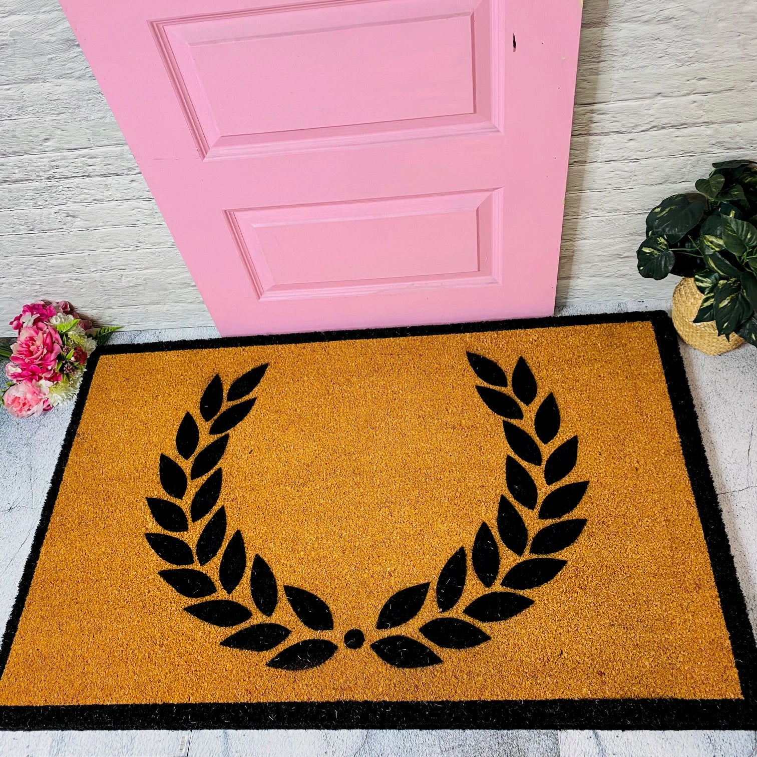 Wreath Doormat, Laurel Doormat, Hamptons Doormat, Large Doormat - Walk ...